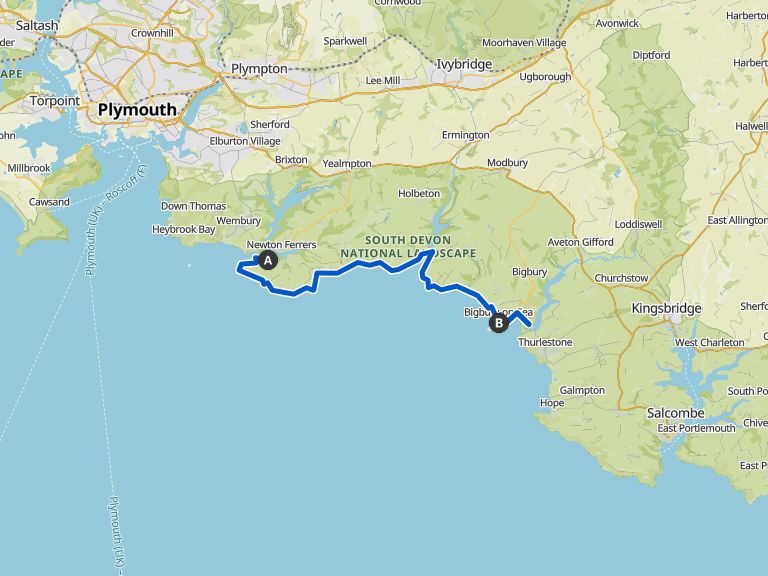 South West Coast Path - Noss Mayo to Bigbury on Sea (Avon and back ...